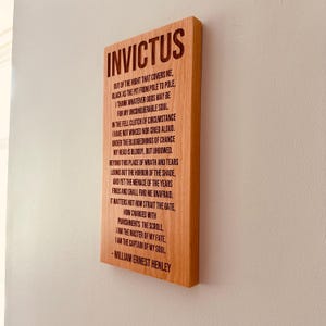 Invictus Poem Engraved in Wood - Etsy