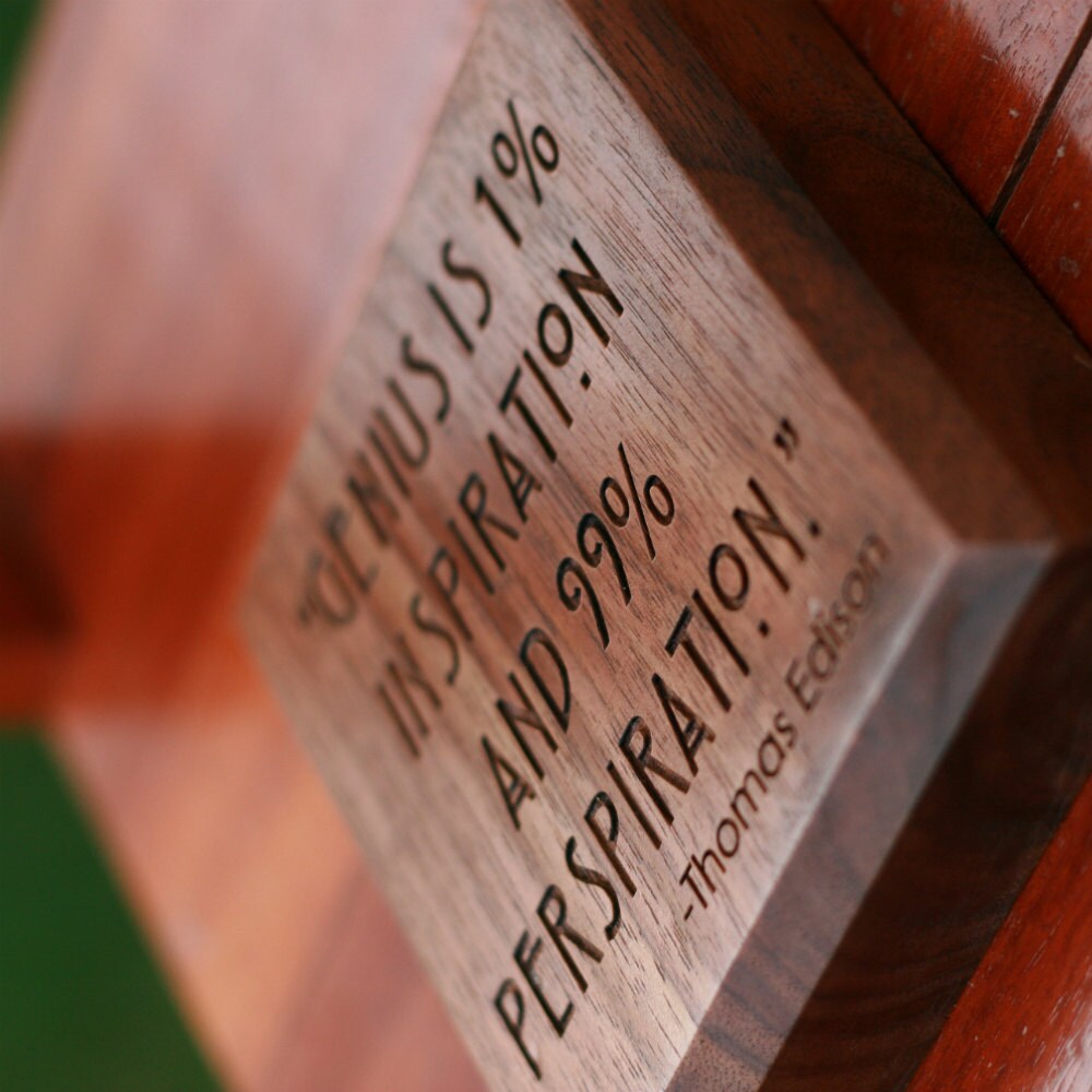 Thomas Edison Quote on Genius and Hard Work Engraved on Wood | Etsy