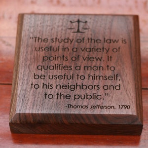 Law Quote From Thomas Jefferson Engraved in Wood - Etsy