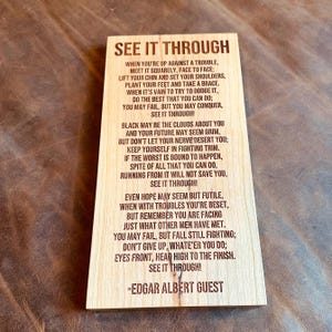 See It Through Poem by Edgar A. Guest Engraved Wood Sign - Etsy