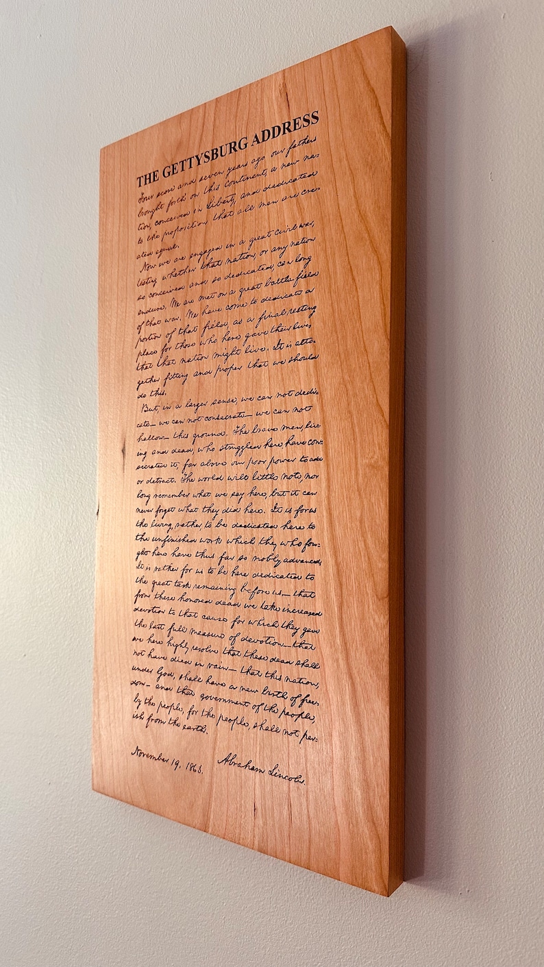 Gettysburg Address by Abraham Lincoln Engraved Wood Plaque - Etsy