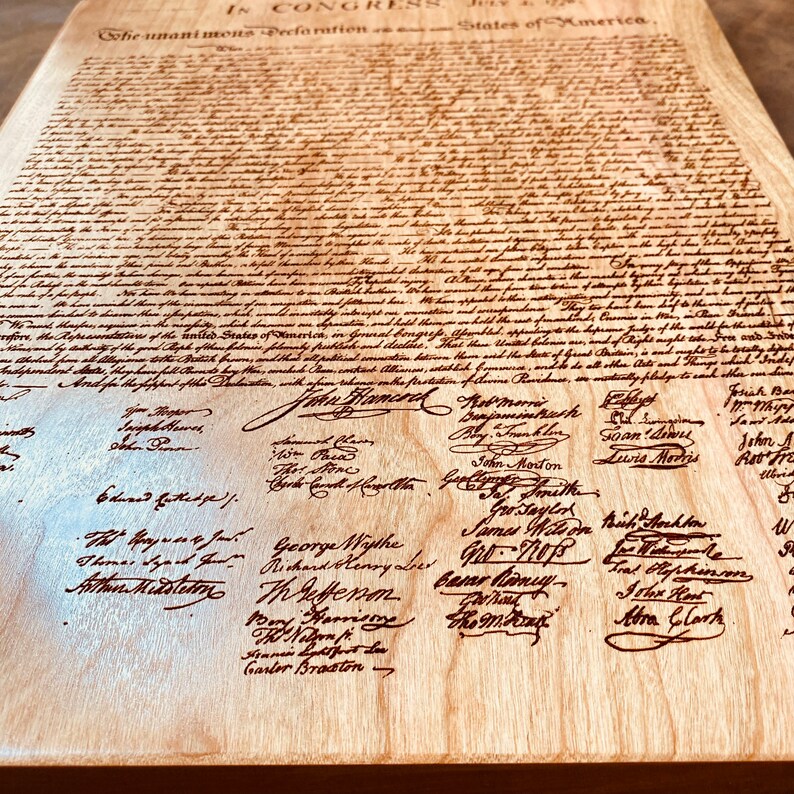Declaration of Independence Engraved Wood Sign - Etsy