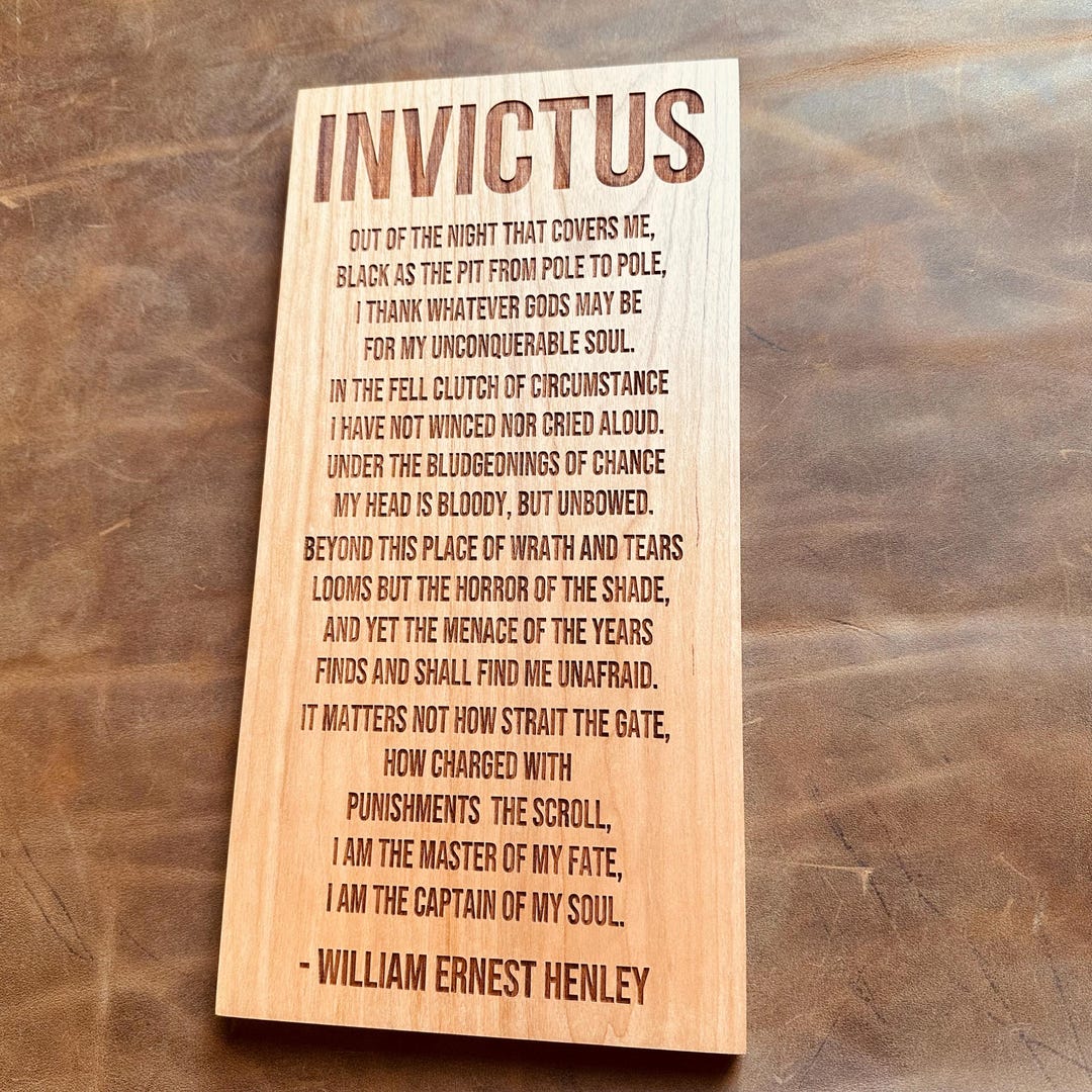 Invictus Poem Engraved in Wood - Etsy