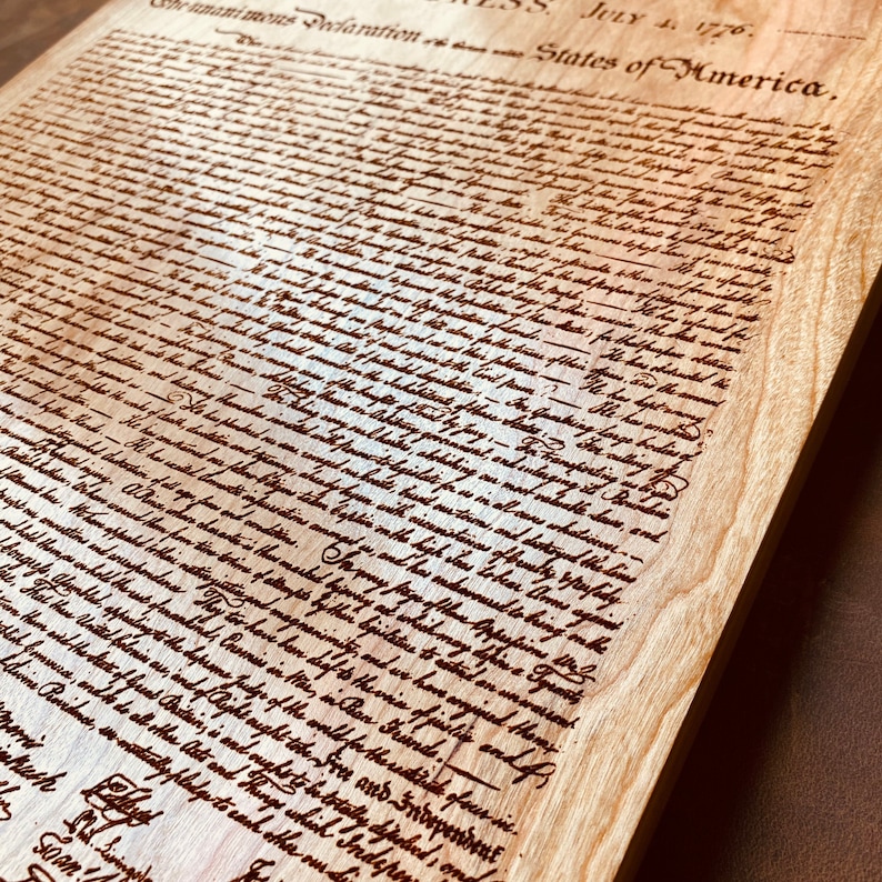 Declaration of Independence Engraved Wood Sign - Etsy