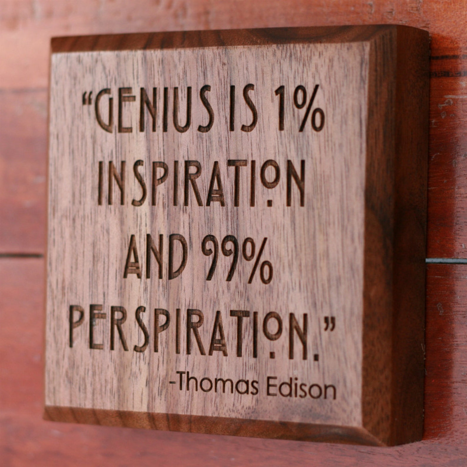 Thomas Edison Quote on Genius and Hard Work Engraved on Wood | Etsy