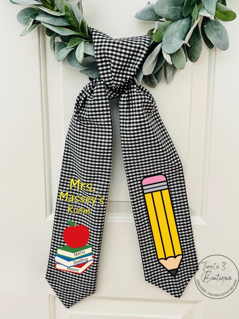 Personalized Teacher Wreath Sash/back to School Sash/ Custom Designed ...