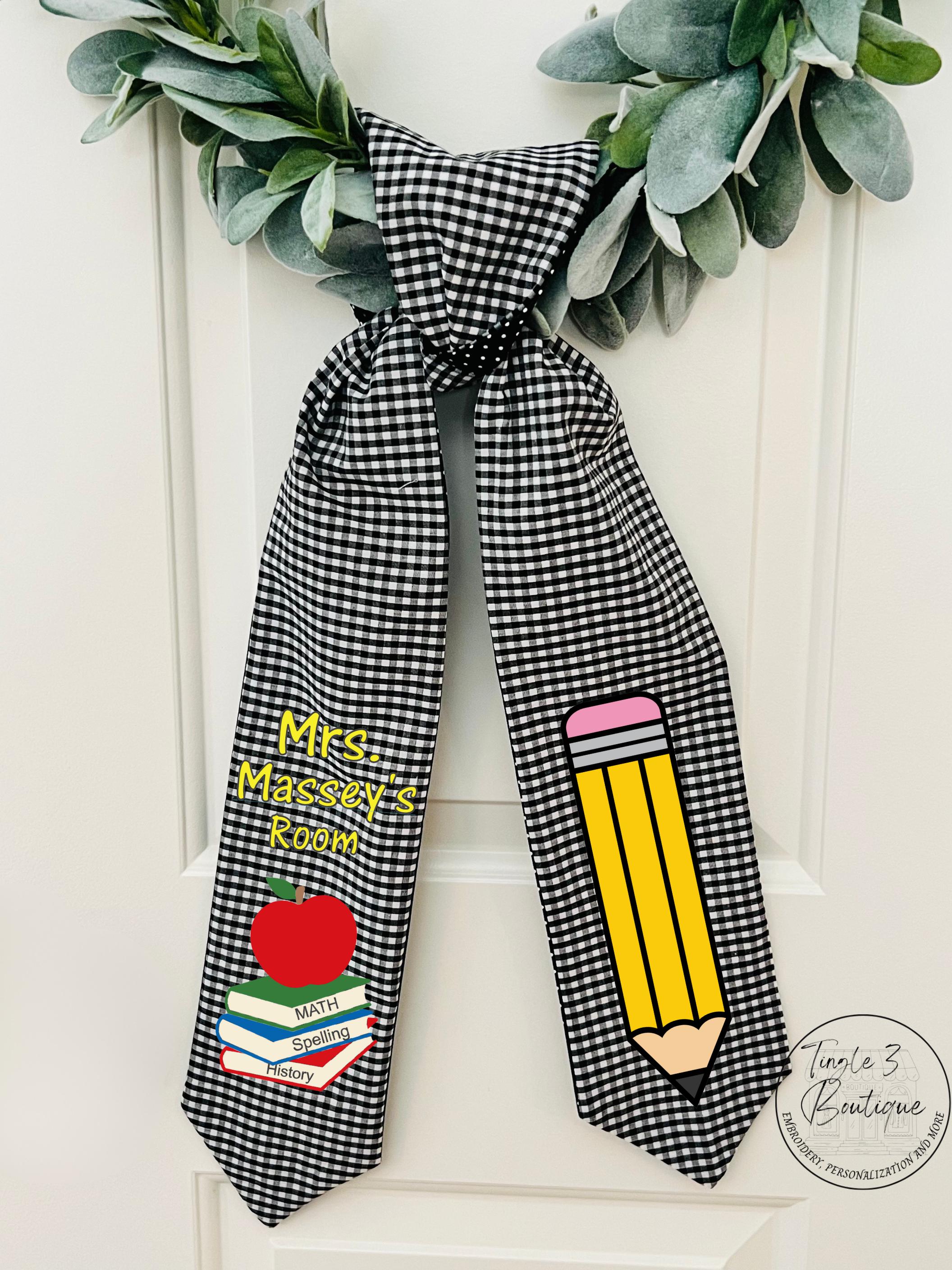 Personalized Teacher Wreath Sash/back to School Sash/ Custom Designed ...