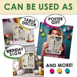 Back in 1951 Newspaper Birthday Poster - 75th Bday Party Decoration ...