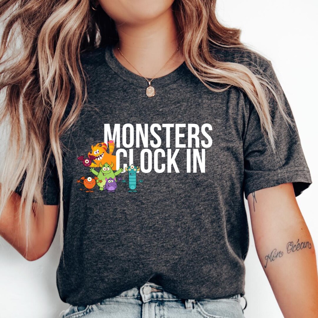 Monsters Clock in T-shirt | Cute Cartoon Monster Crew Work Time Tee - Etsy