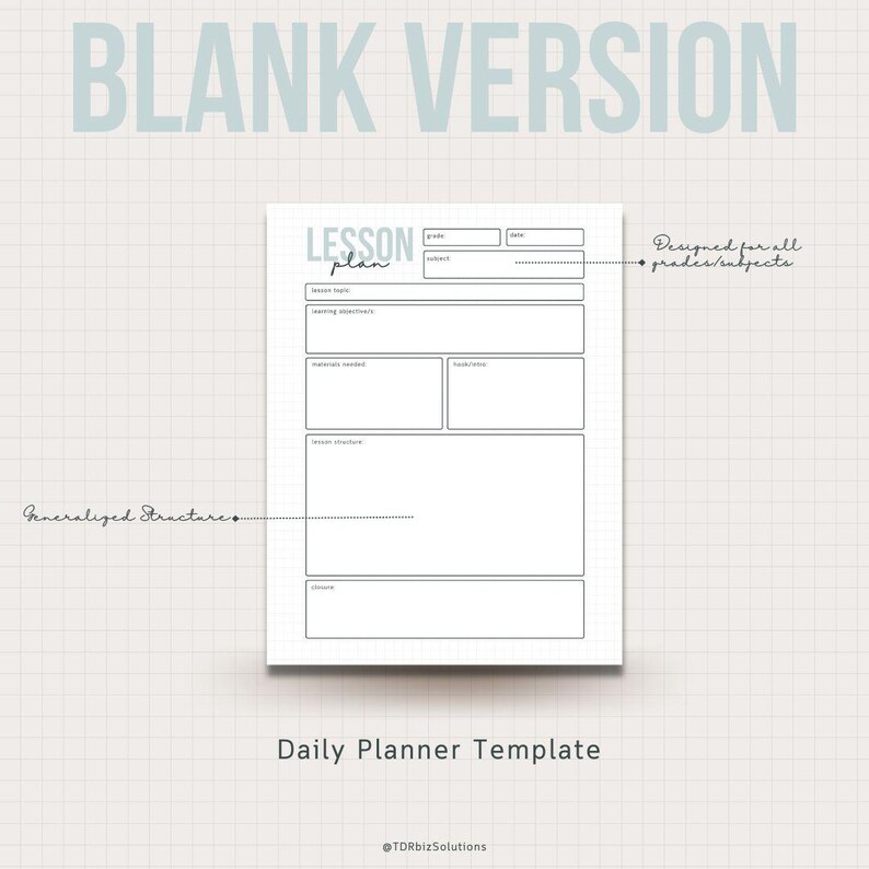 Printable Weekly Lesson Planner Template, Minimalist Teacher Planner 8 ...