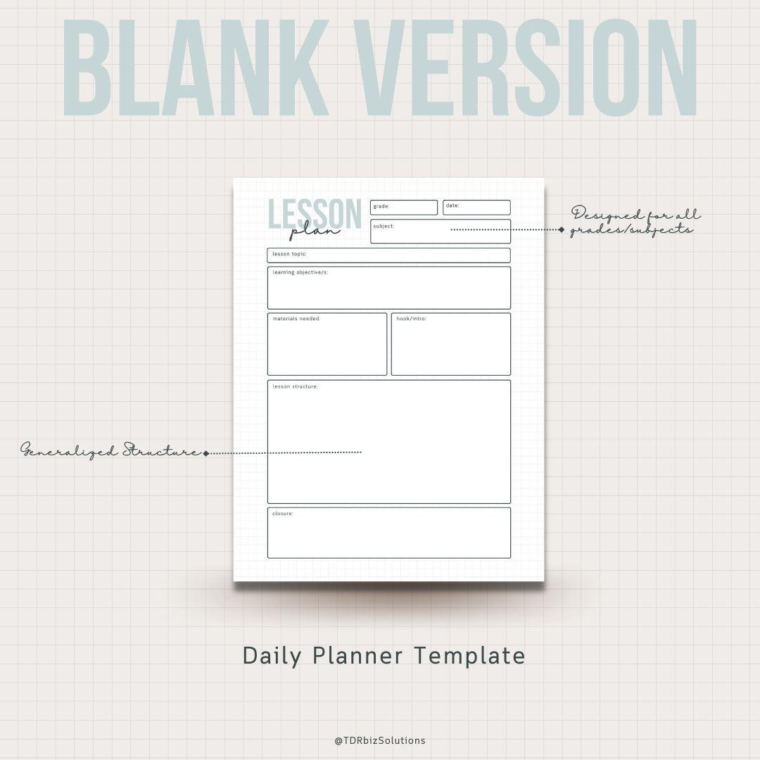 Printable Weekly Lesson Planner Template, Minimalist Teacher Planner 8 ...