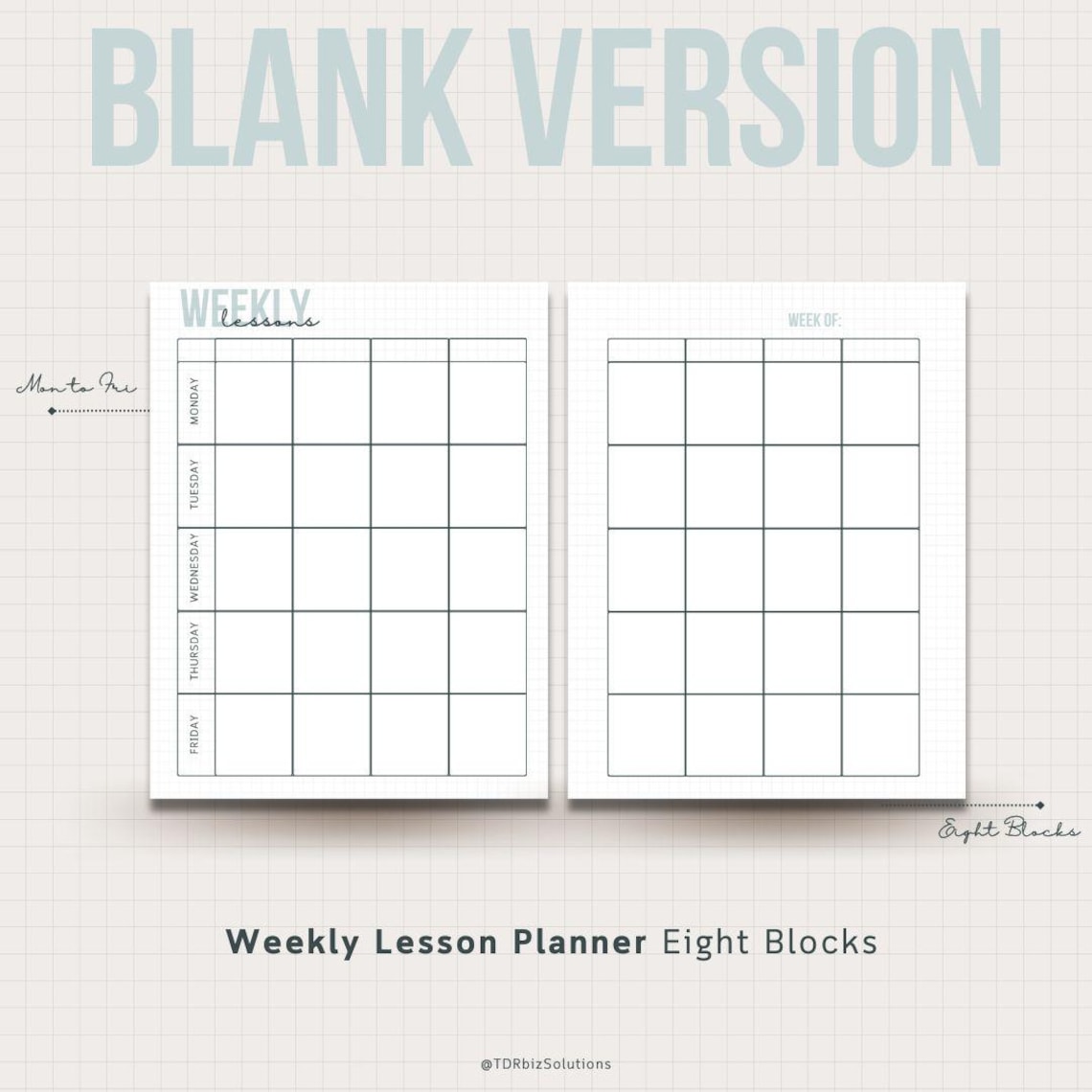 Printable Weekly Lesson Planner Template, Minimalist Teacher Planner 8 ...