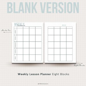 Printable Weekly Lesson Planner Template, Minimalist Teacher Planner 8 ...