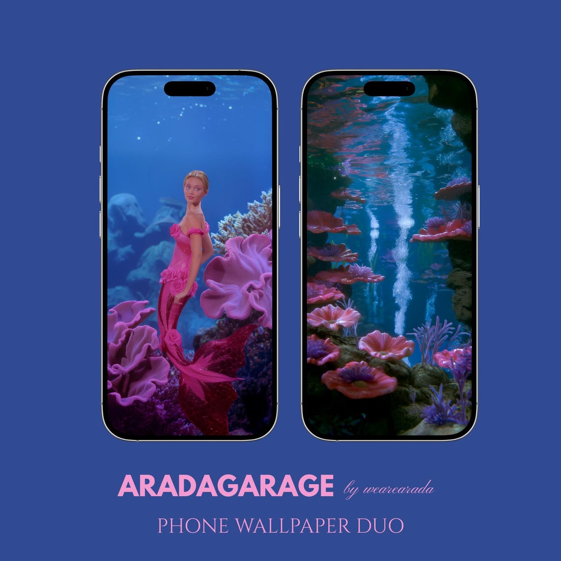 Mermaid Phone Wallpaper Duo – Coral Reef Lock Screen (digital Download ...
