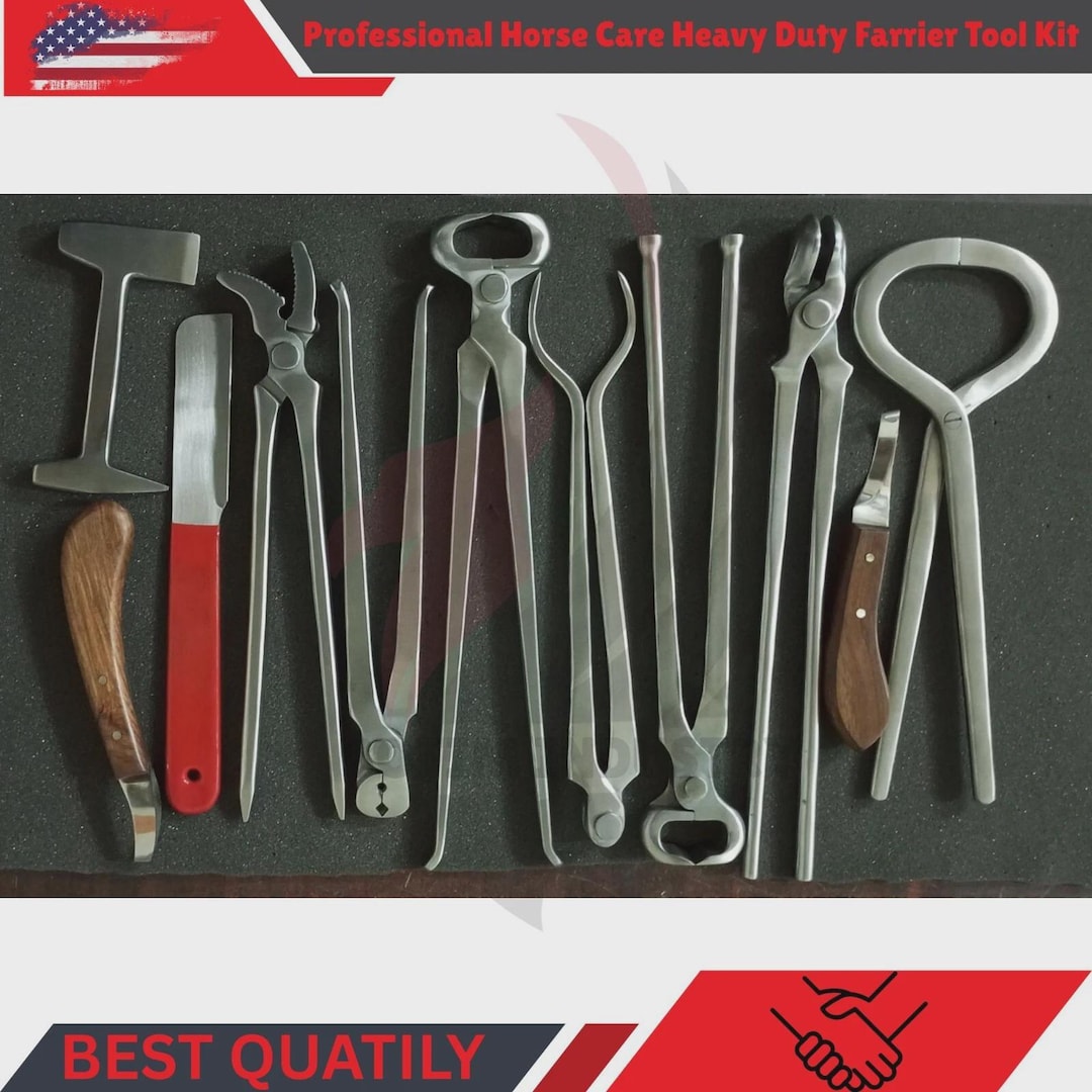 Horse Farrier Tool Kit Hoof Trimming Nipper Puller Clincher Grooming ...
