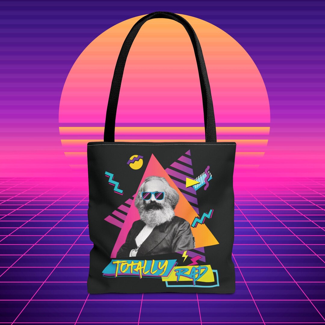 Totally Rad: Karl Marx , 80s Style Black Tote Bag, Protest Accessory ...