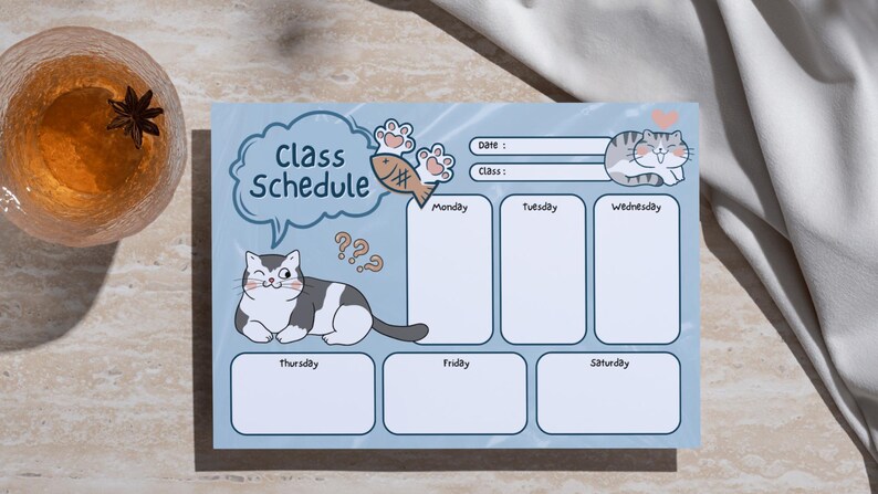 Printable Class Schedule for Kids, School Planner PDF, Weekly Timetable ...