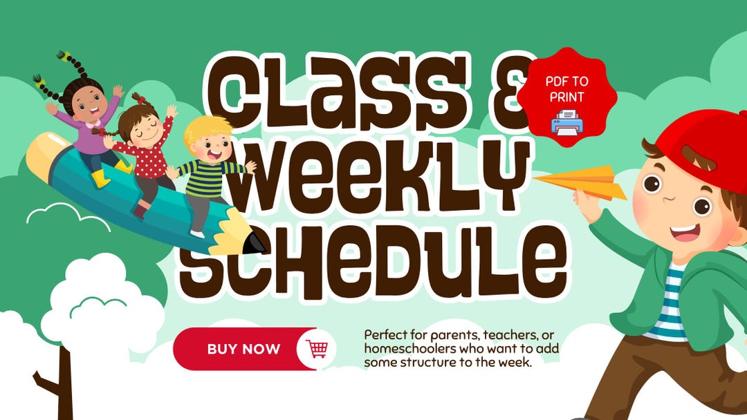 Printable Class Schedule for Kids, School Planner PDF, Weekly Timetable ...