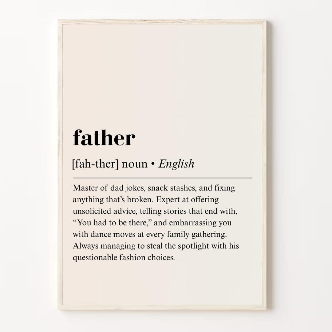 Father Definition Wall Art, Printable Gift for Dad, Fun Decor for ...