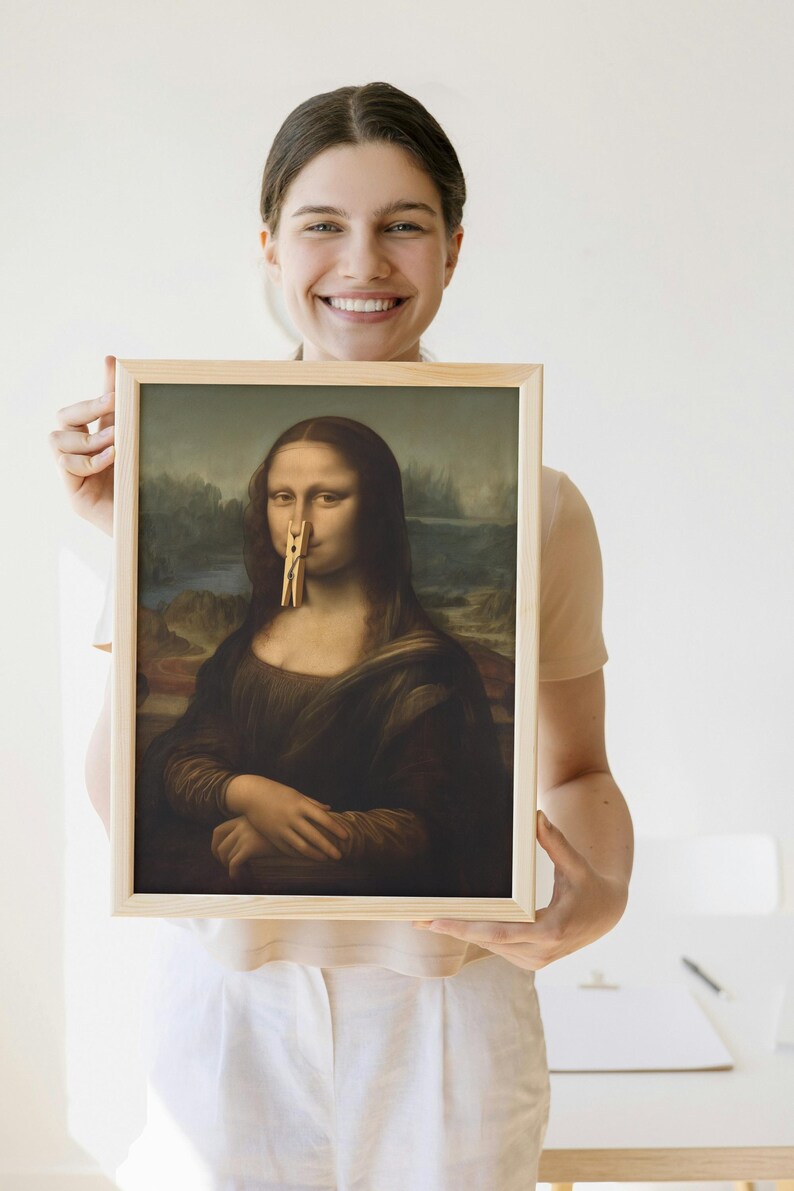 Funny Mona Lisa Parody Printable, Clothespin Meme Wall Art, Viral ...
