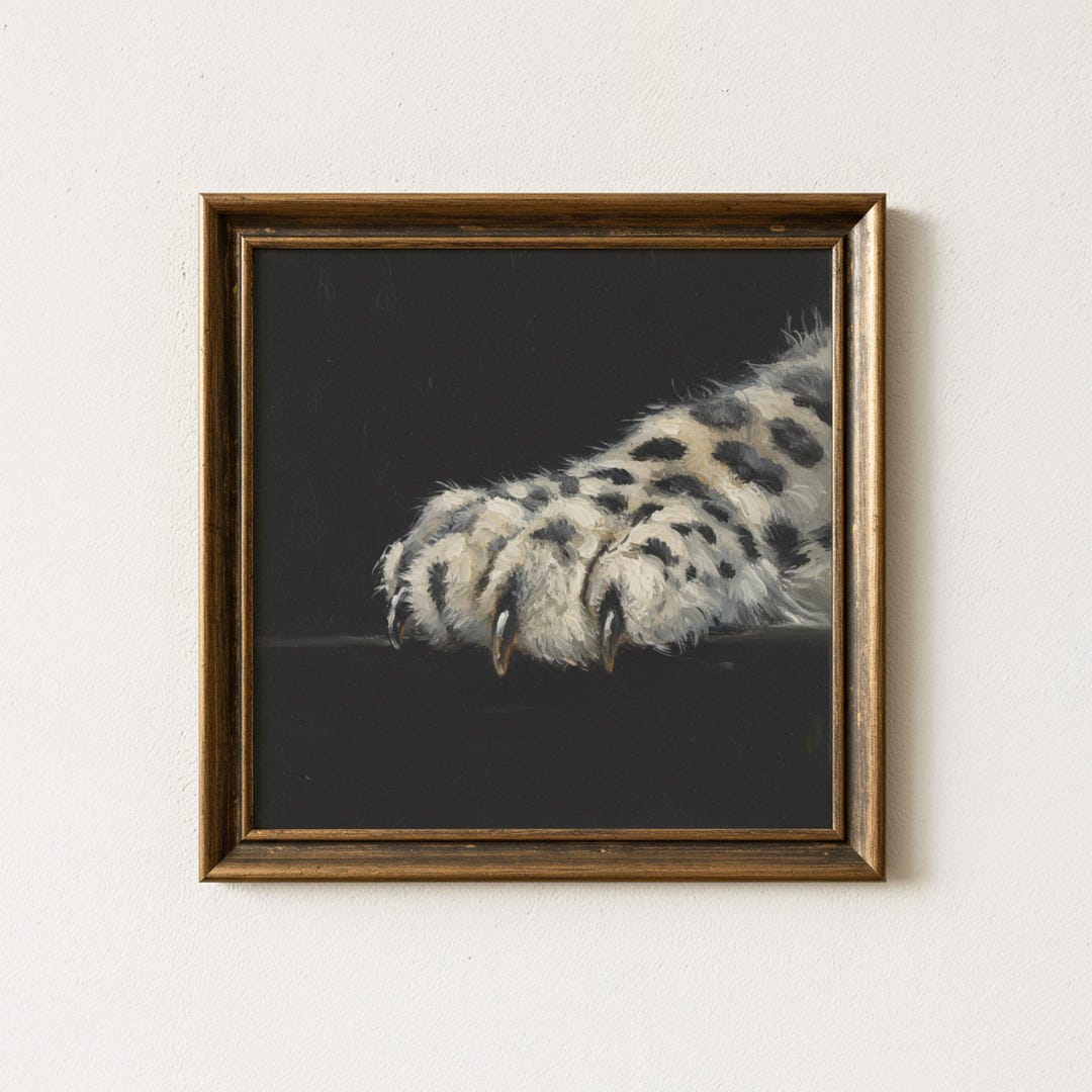 Snow Leopard Paw Oil Painting Digital Print, Big Cat Claws Dark Moody ...