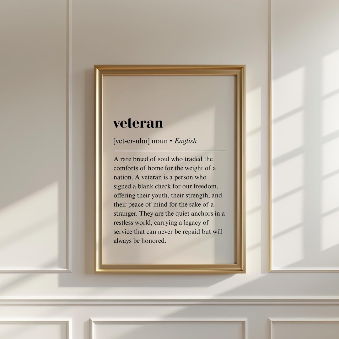 Veteran Definition Art Print, Army Retirement Gift, Navy Veteran Dad ...