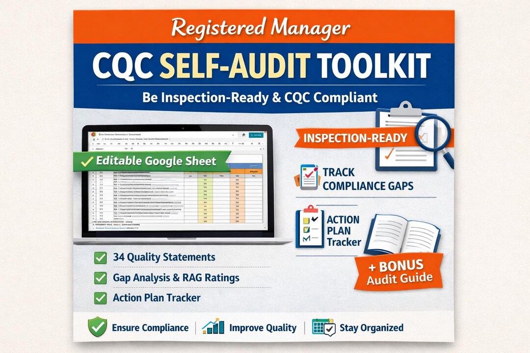 Registered Manager CQC Self‑audit Toolkit | Editable Compliance Tracker ...