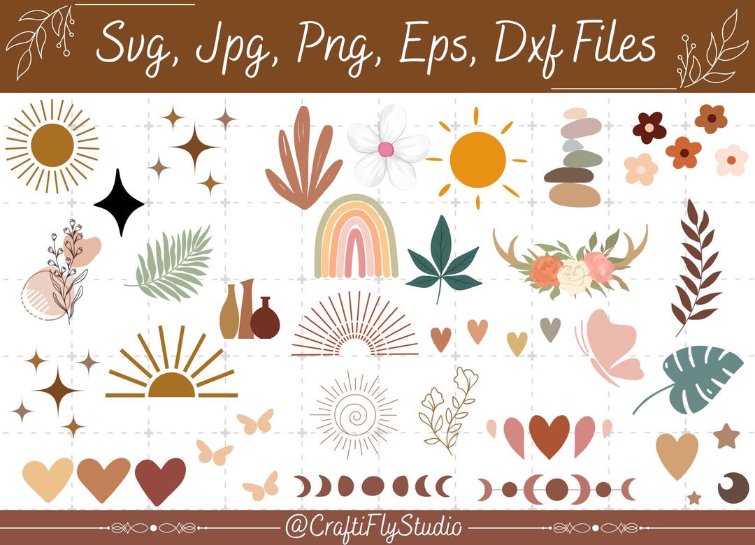 Boho SVG Bundle, Abstract Boho Svg, Modern Boho Cut Files, Bohemian ...