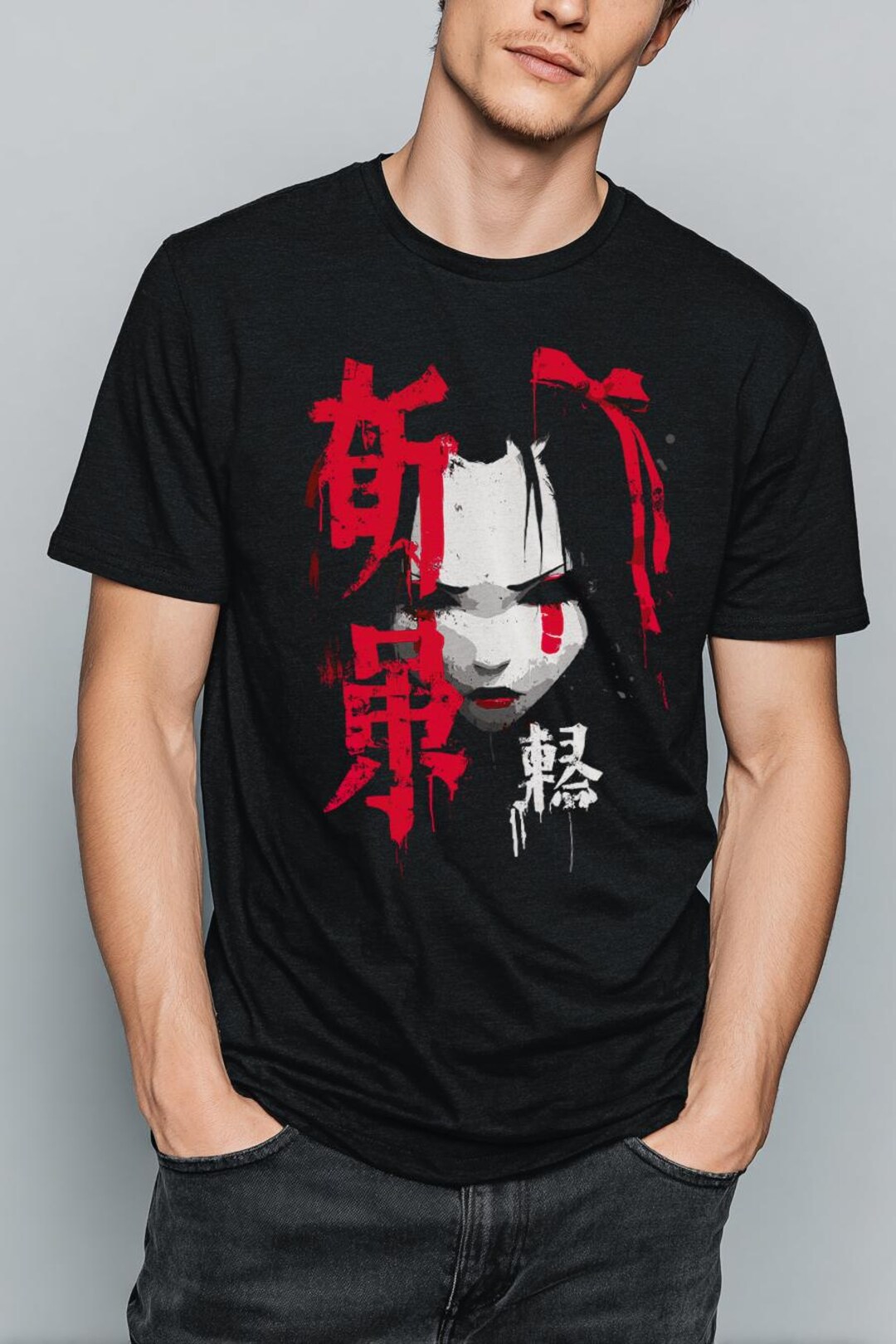 Gothic Japanese Horror Shirt - Dark Aesthetic Anime Tee - Creepy Cute ...