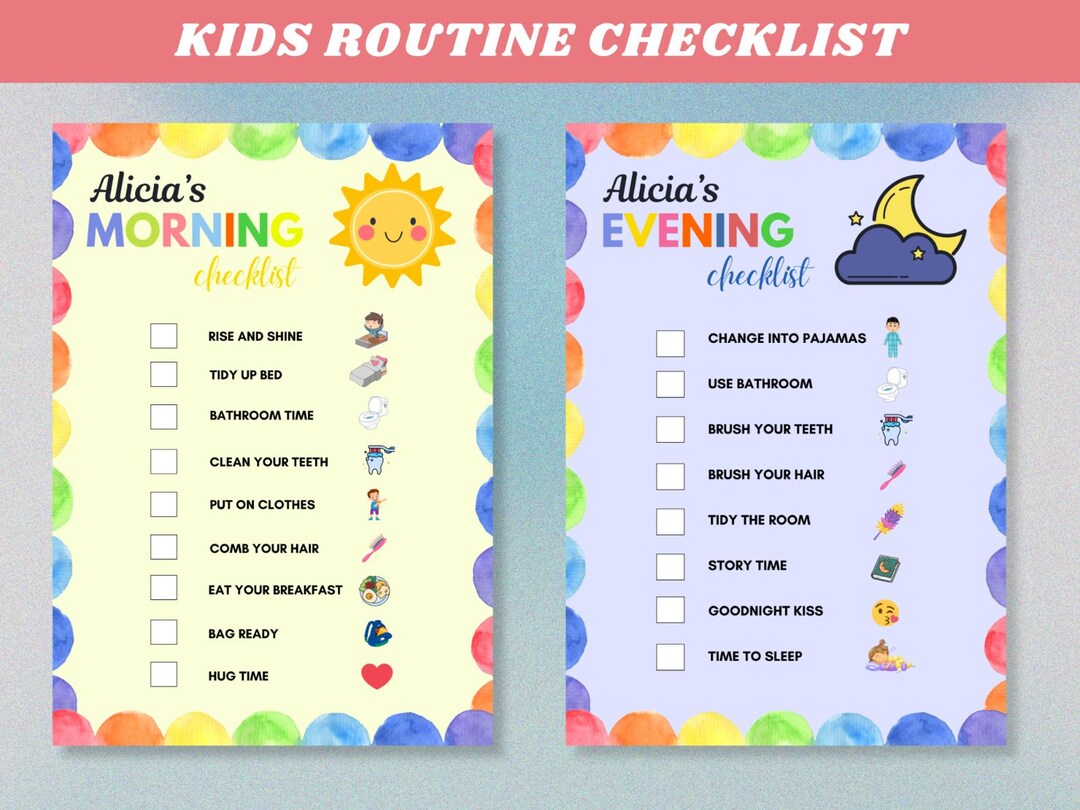 Editable Kids Routine Chart – Morning & Evening Checklist | Visual ...