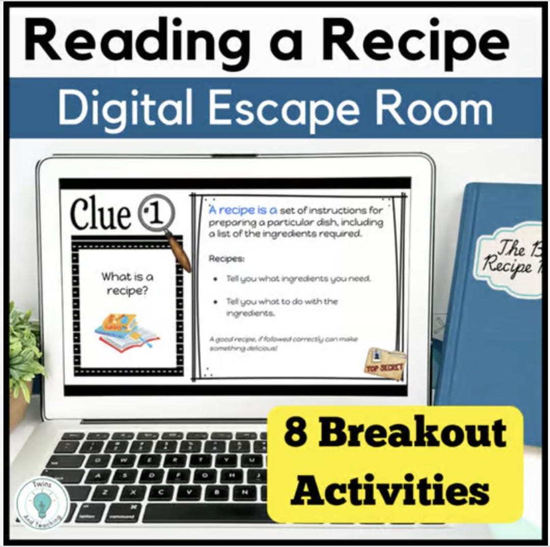 Reading a Recipe Digital Escape Room, Recipe Reading Activity for Life ...