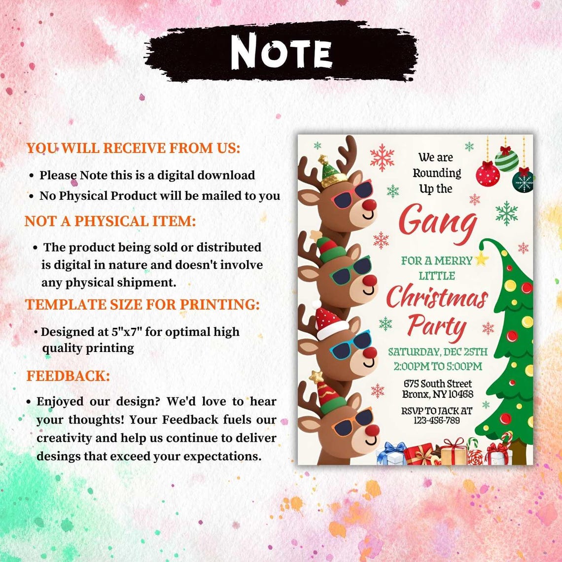 Editable Reindeer Christmas Party Invitation: Rudolph Holiday Evite ...