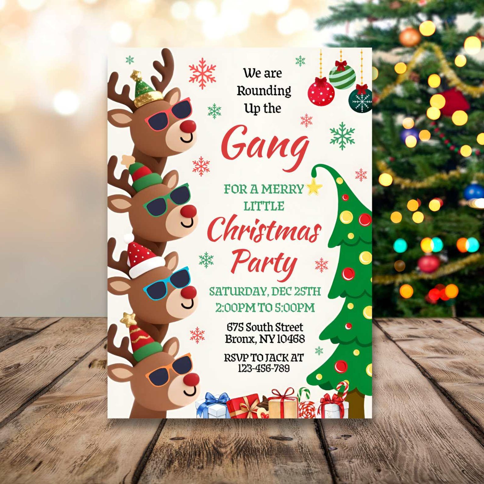 Editable Reindeer Christmas Party Invitation: Rudolph Holiday Evite ...