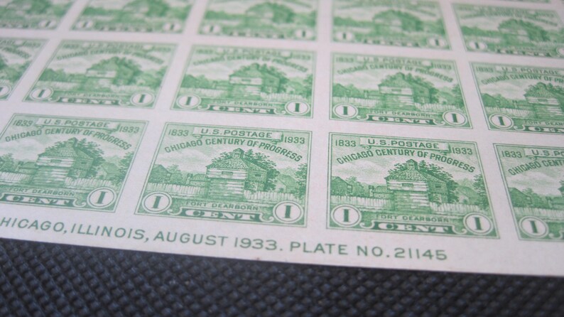 US Postage Century of Progress 3 Cent Sheet of 25 and 1 Cent Sheet of ...
