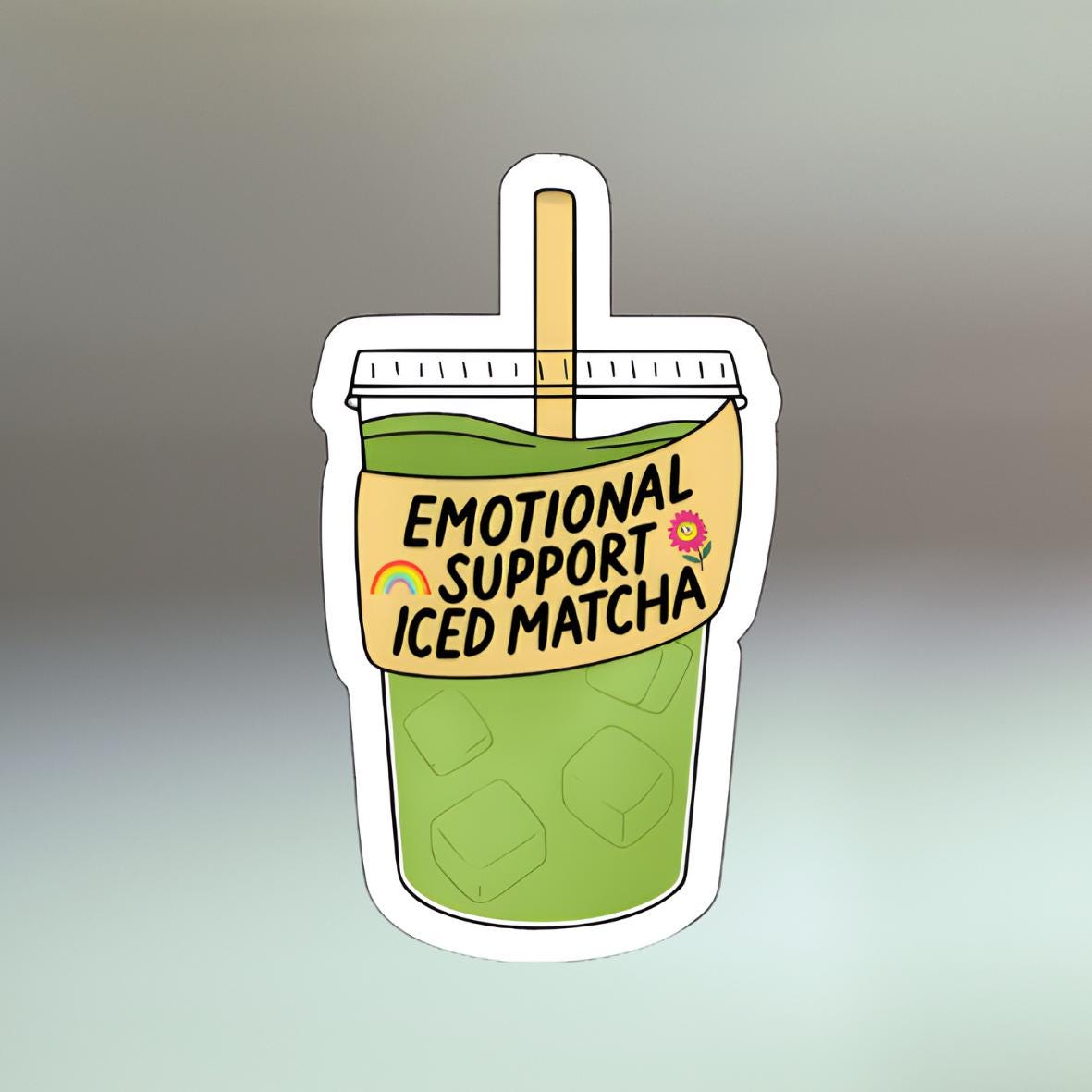 Emotional Support Iced Matcha- Funny Sticker, Kindle Addict Sticker ...