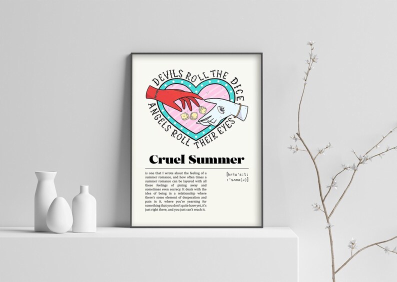 Taylor Swift Cruel Summer Poster | Minimalist Music Poster | Vintage ...