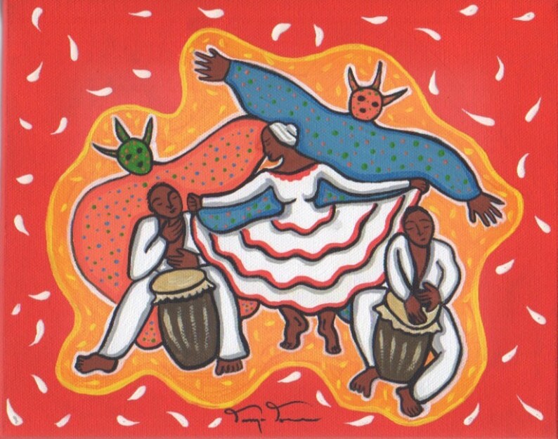 Bomba Dance Art: Puerto Rican Vejigantes, Music Art on Canvas - Etsy