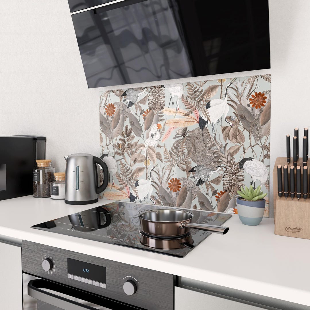 Glass Stove Backsplash, Kitchen Splashback Wall Panel Behind Cooker and ...
