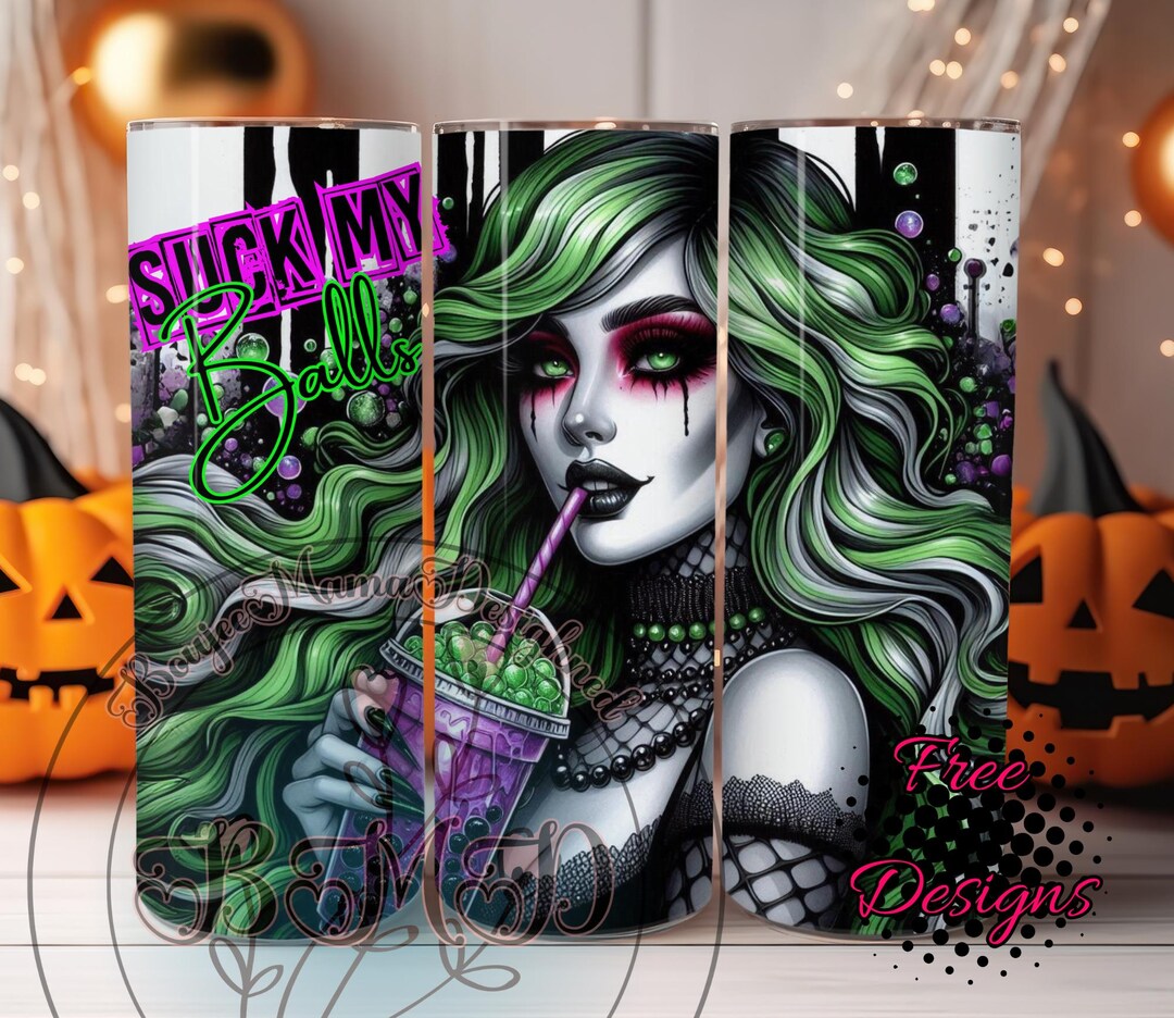 Halloween Ladies of Horror, Boba Tea Tumbler Design: 20 Oz Skinny ...