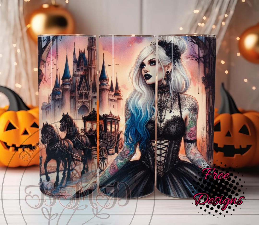 Gothic Cinderella Tumbler Design: Spooky Princess 20oz Skinny Tumbler ...