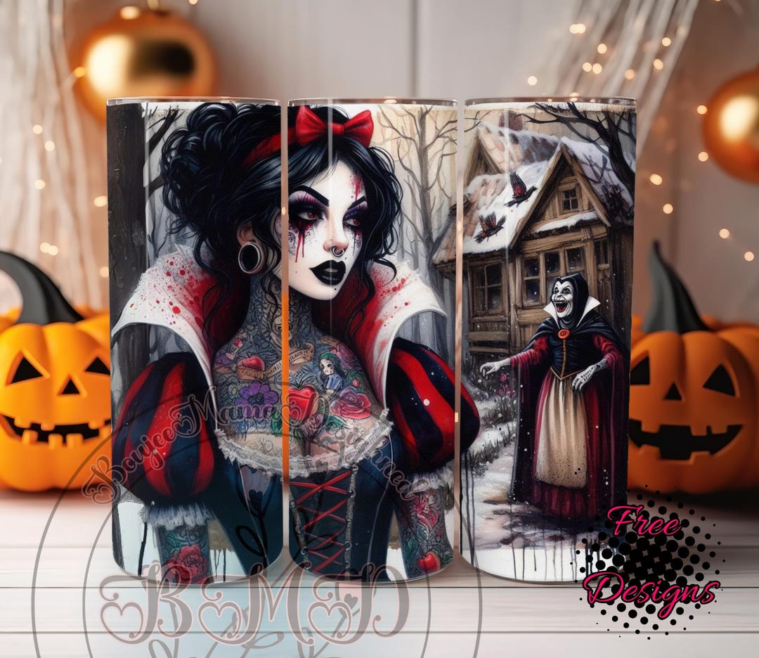 Gothic Spooky Princess Tumbler Sublimation Design: Halloween Snow Queen ...