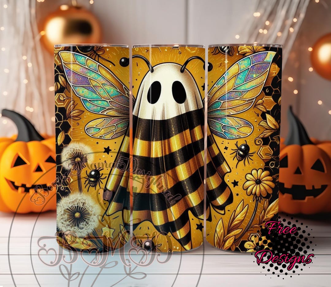 Boo Bee Tumbler Wrap, Cute Ghost Bumblebee Tumbler, L Fall Tumbler ...
