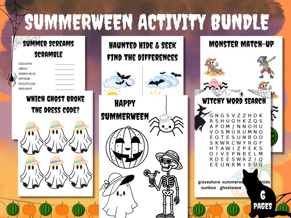 Summerween Activity Bundle | Printable Halloween in Summer Games ...