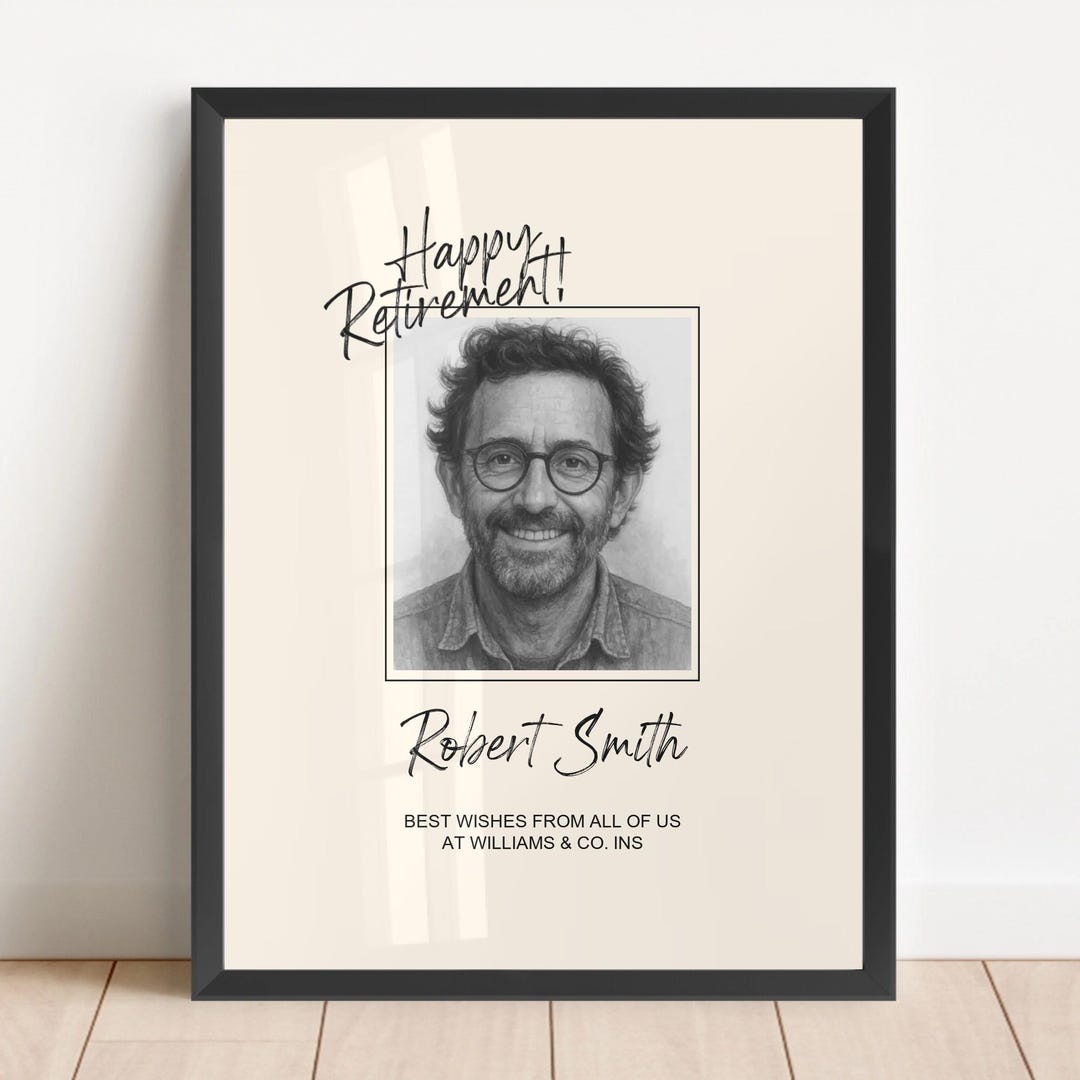 Custom Retirement Poster: Minimalist Personalized Gift for Coworker or ...