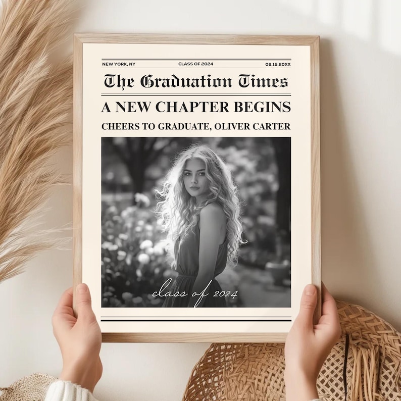 Custom Graduation Newspaper Poster: Personalized Photo Gift for Senior ...