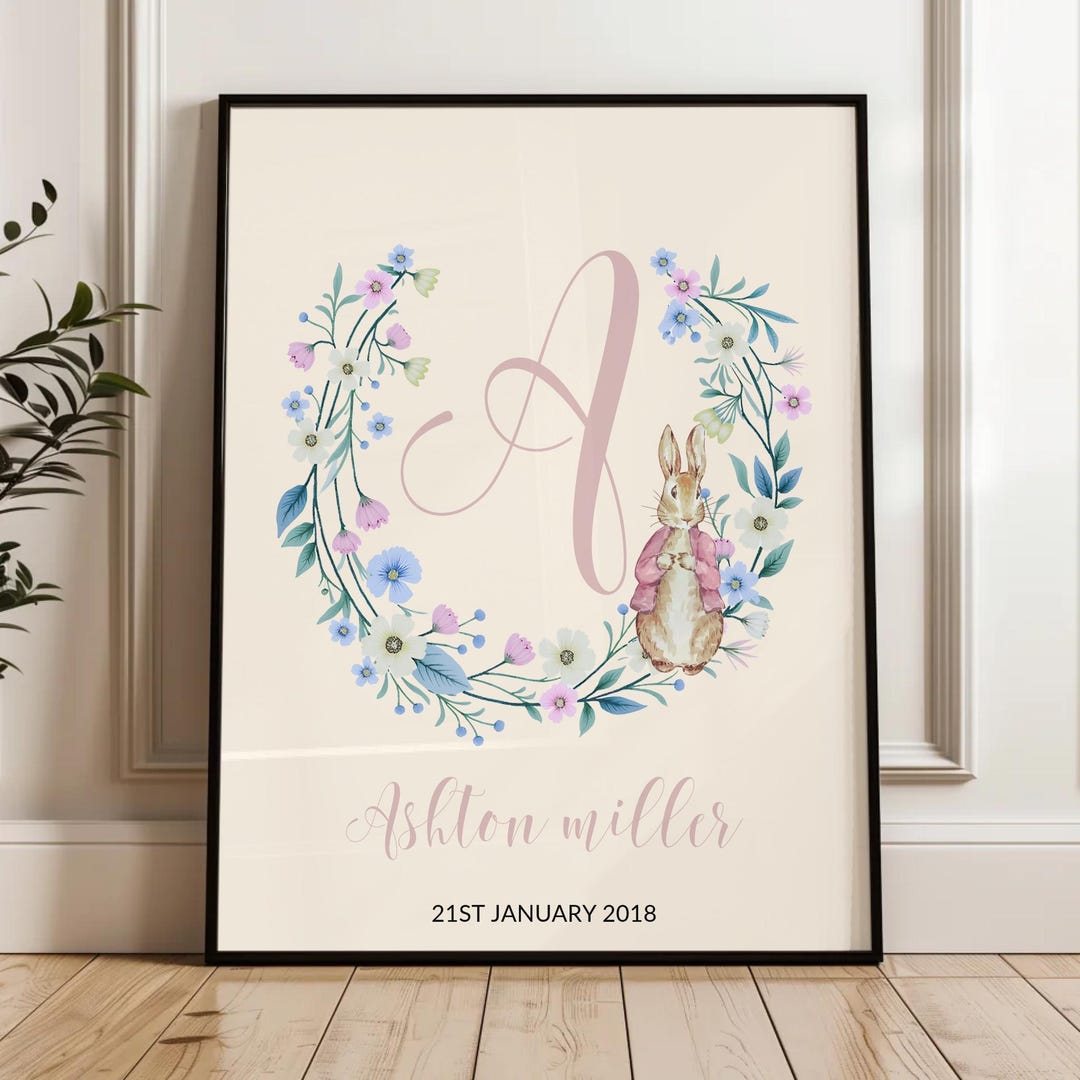 Personalized Baby Name Initial Nursery Print: Birth Stats Keepsake - Etsy