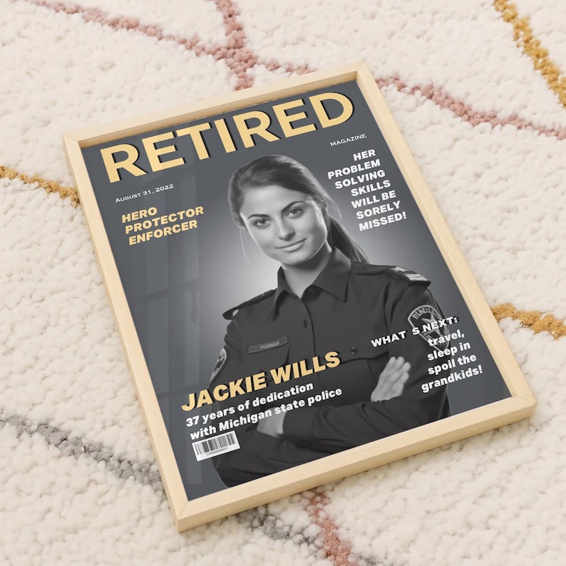 Personalized Retirement Magazine Poster: Custom Photo Gift & Party Wall ...