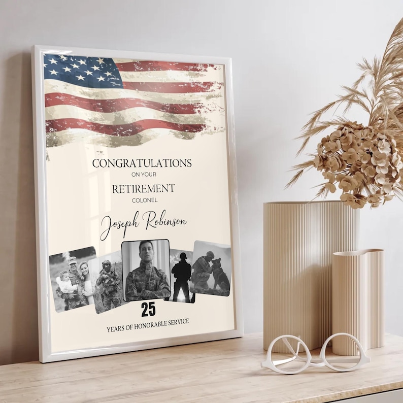 Military Retirement Commemorative Poster: Personalized Sign & Photo - Etsy