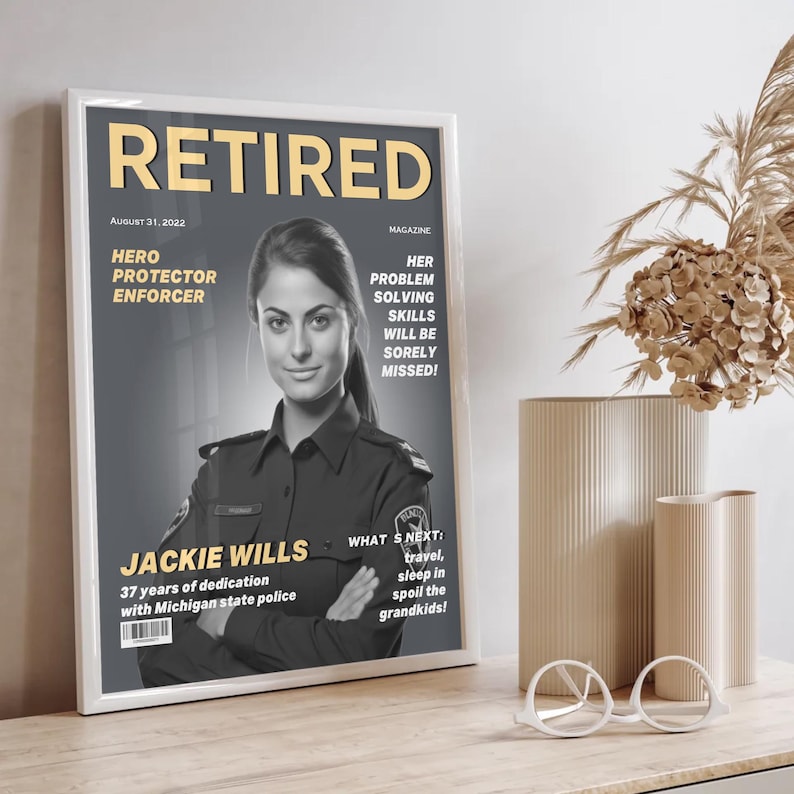 Personalized Retirement Magazine Poster: Custom Photo Gift & Party Wall ...