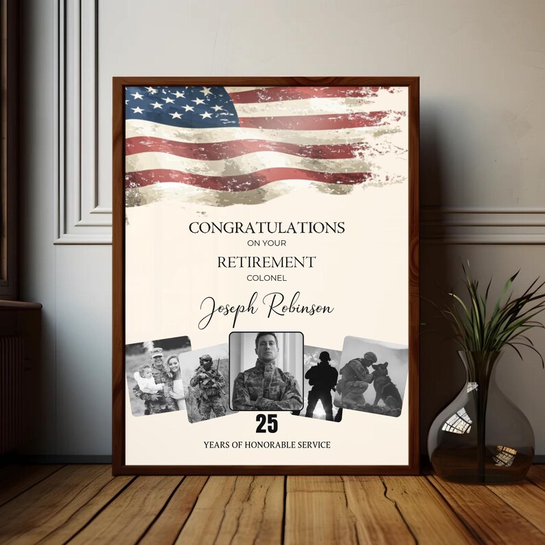 Military Retirement Commemorative Poster: Personalized Sign & Photo - Etsy